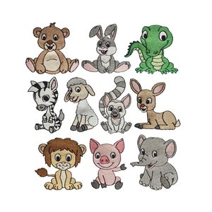 Baby Animals Set of 10 Filled Stitch Machine Embroidery Designs - Etsy