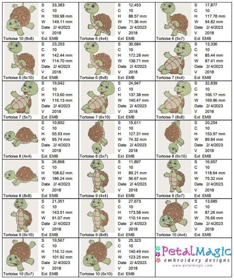 Tortoise Set of 10 Filled Stitch Machine Embroidery Designs - Etsy