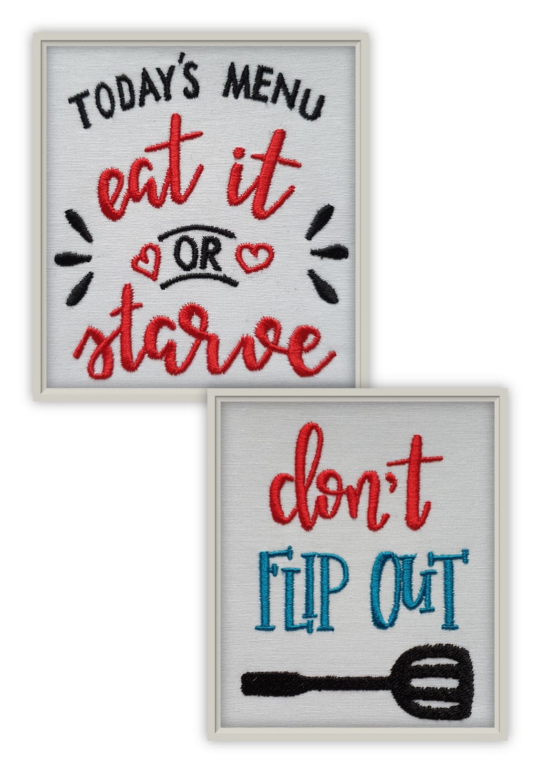 Kitchen Quirkys Set of 10 Filled Stitch Machine Embroidery Design ...