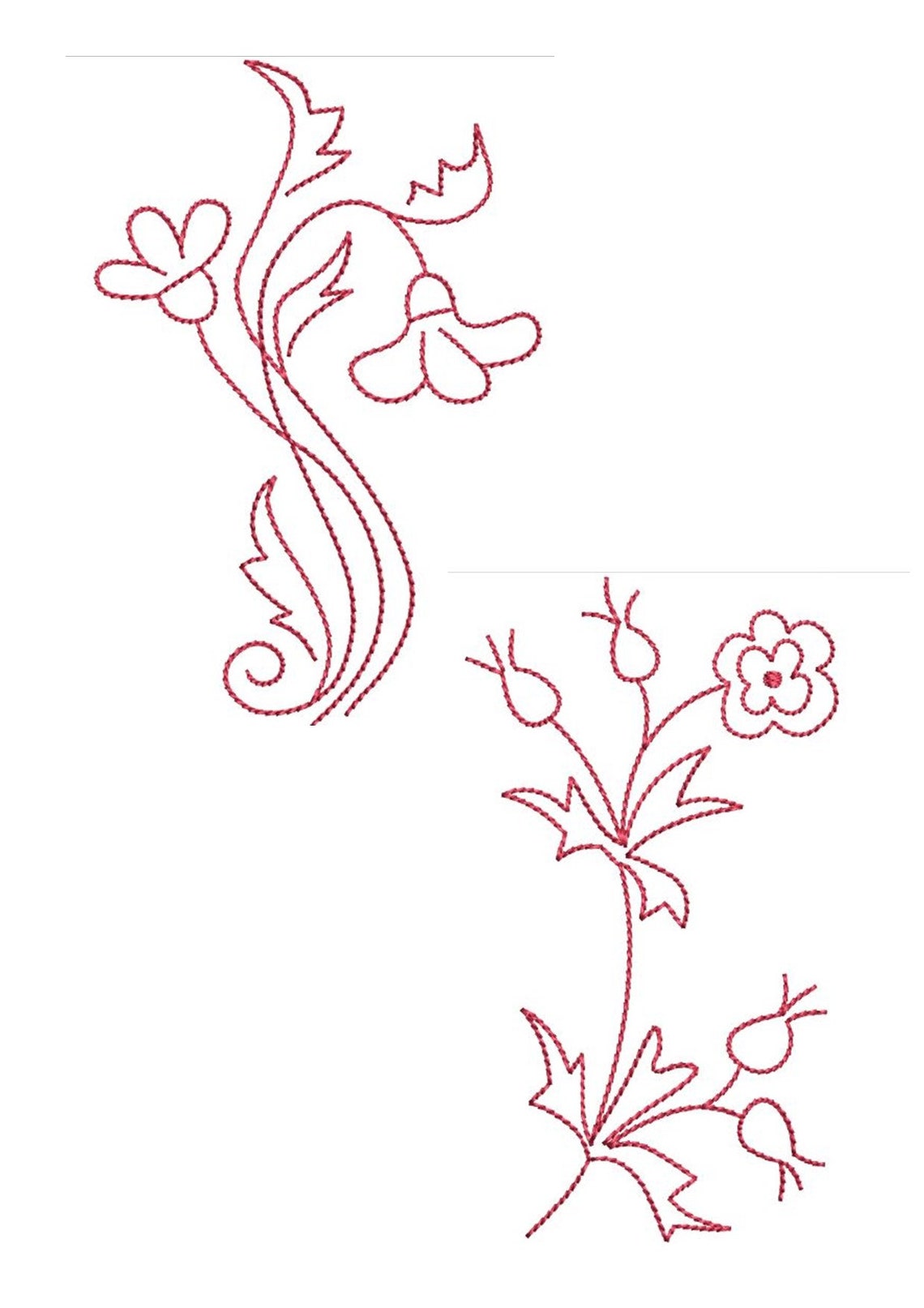 Floral Redwork Set of 10 Machine Embroidery Designs/flowers - Etsy