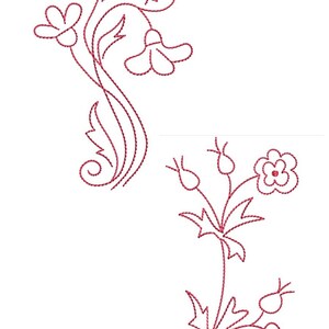 Floral Redwork Set of 10 Machine Embroidery Designs/flowers - Etsy