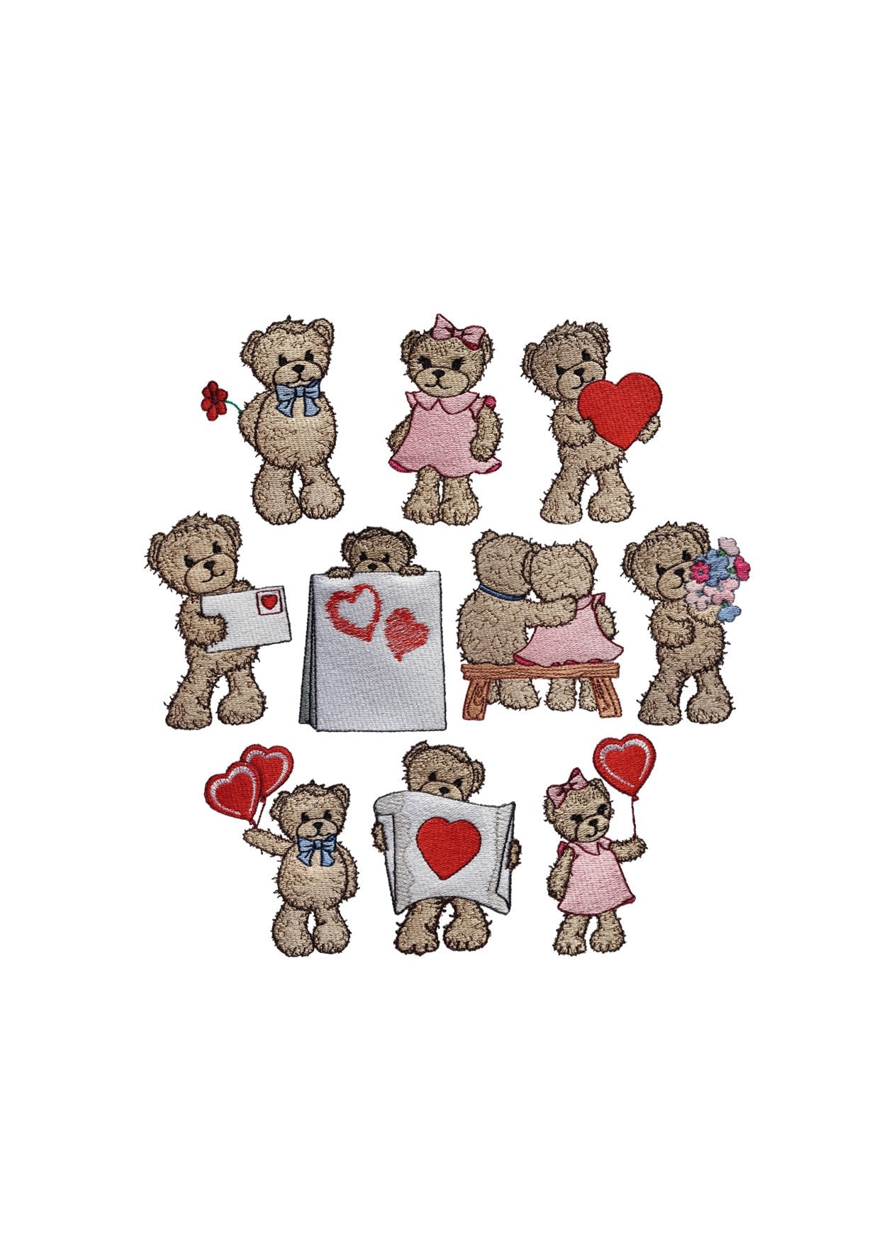 Teddy Love Set of 10 Filled Stitch Machine Embroidery Designs/teddy ...
