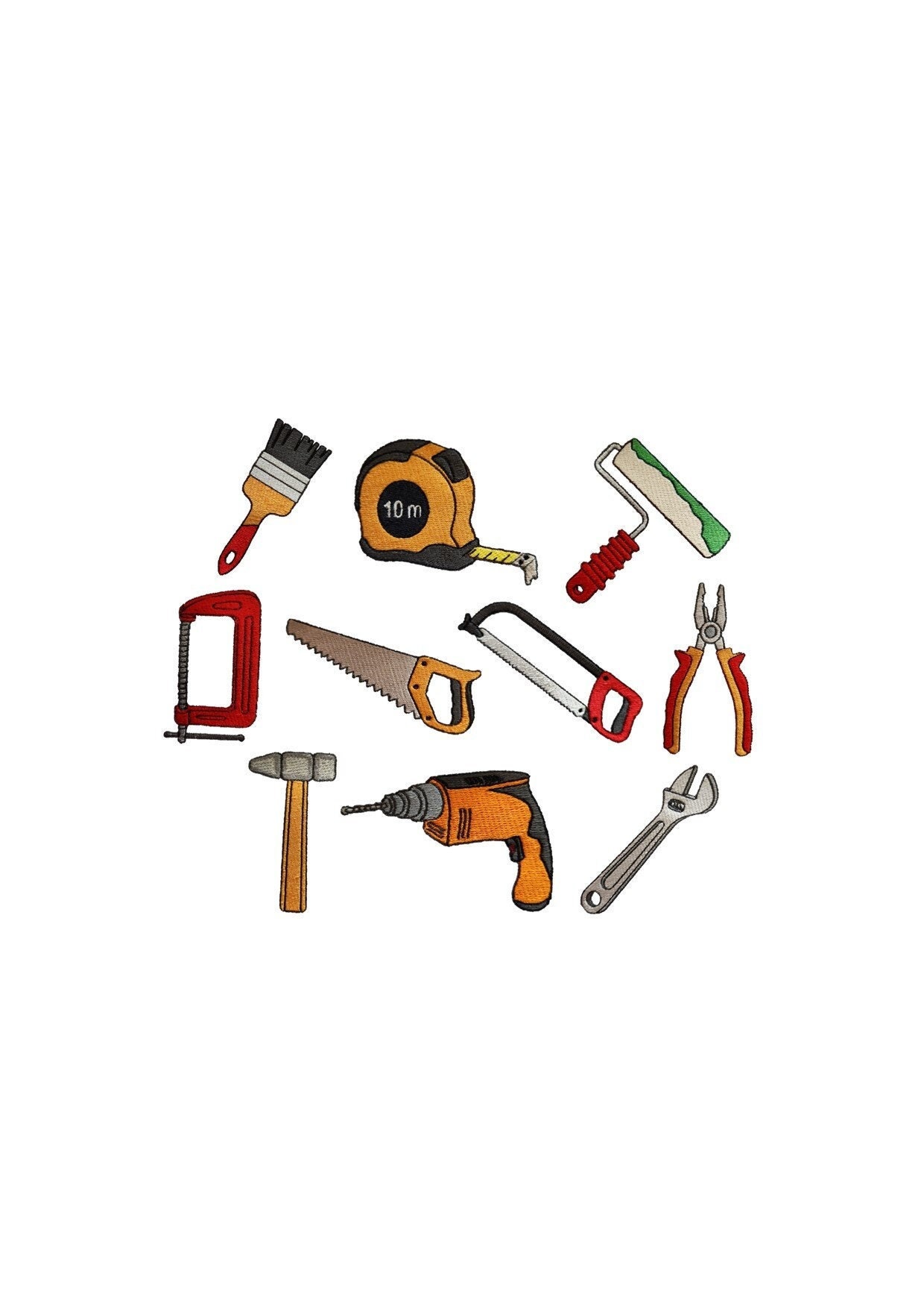 DIY Set of 10 Filled Stitch Machine Embroidery Designs/ Cute Handyman ...