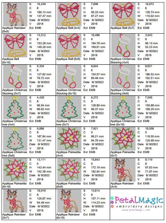 Applique Jingle Bells Set of 10 Applique Machine Embroidery Designs ...