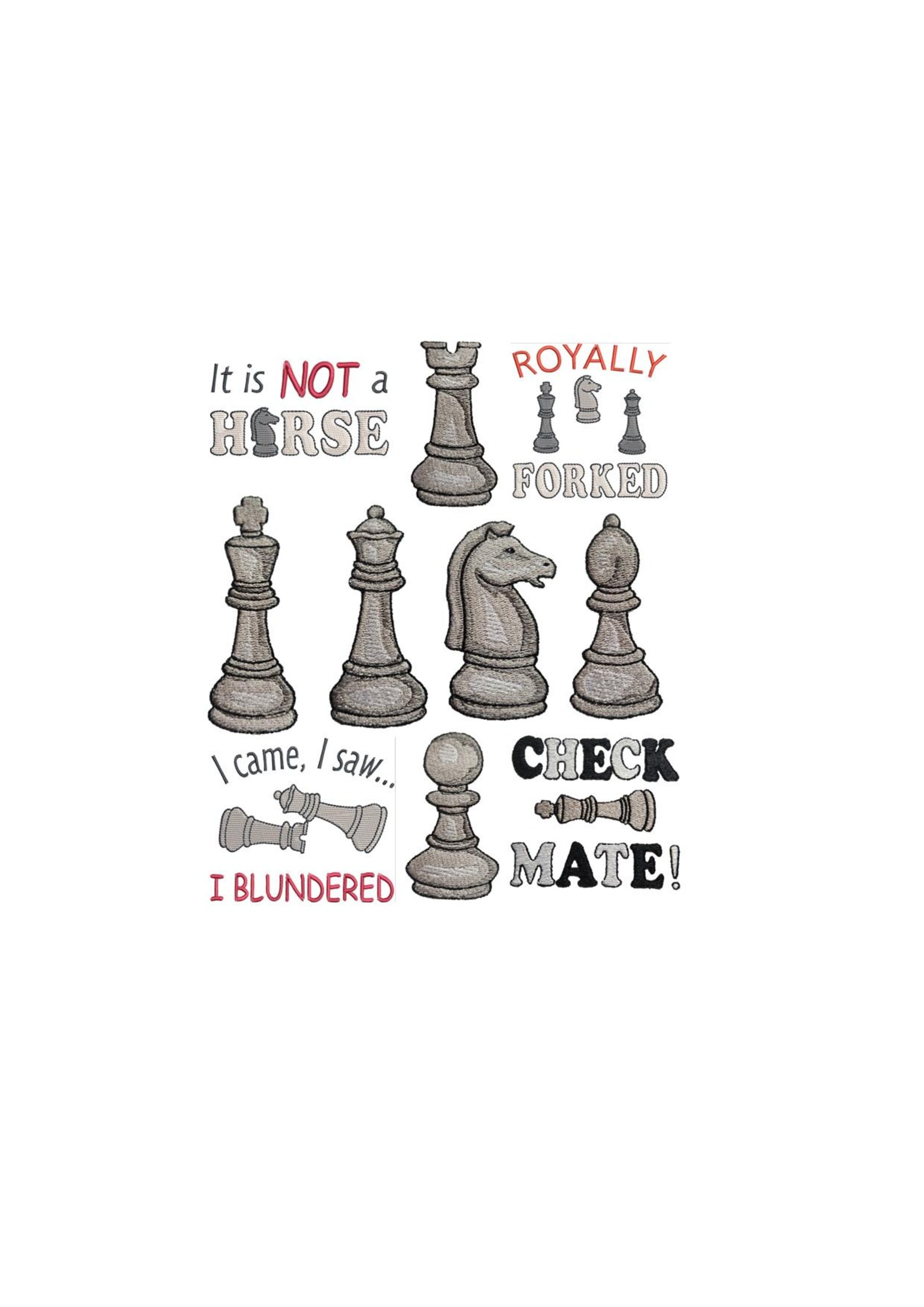 Chess Set of 10 Filled Stitch Machine Embroidery Designs - Etsy