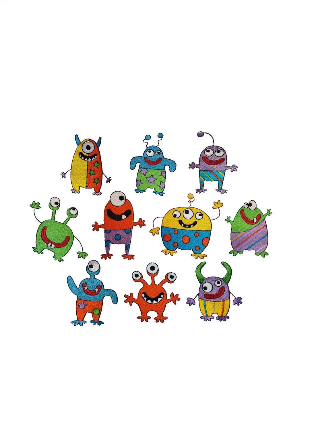 Merry Monsters Filled Stitch Machine Embroidery Set of 10 Designs/cute ...