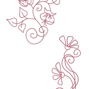 Floral Redwork Set of 10 Machine Embroidery Designs/flowers - Etsy
