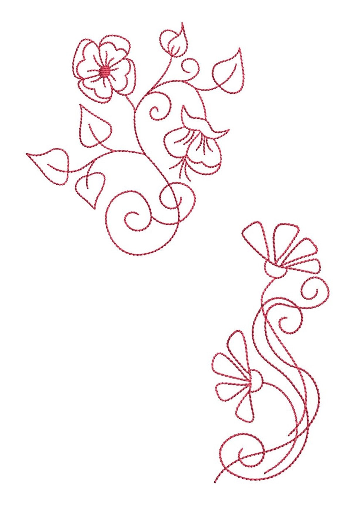 Floral Redwork Set of 10 Machine Embroidery Designs/flowers - Etsy