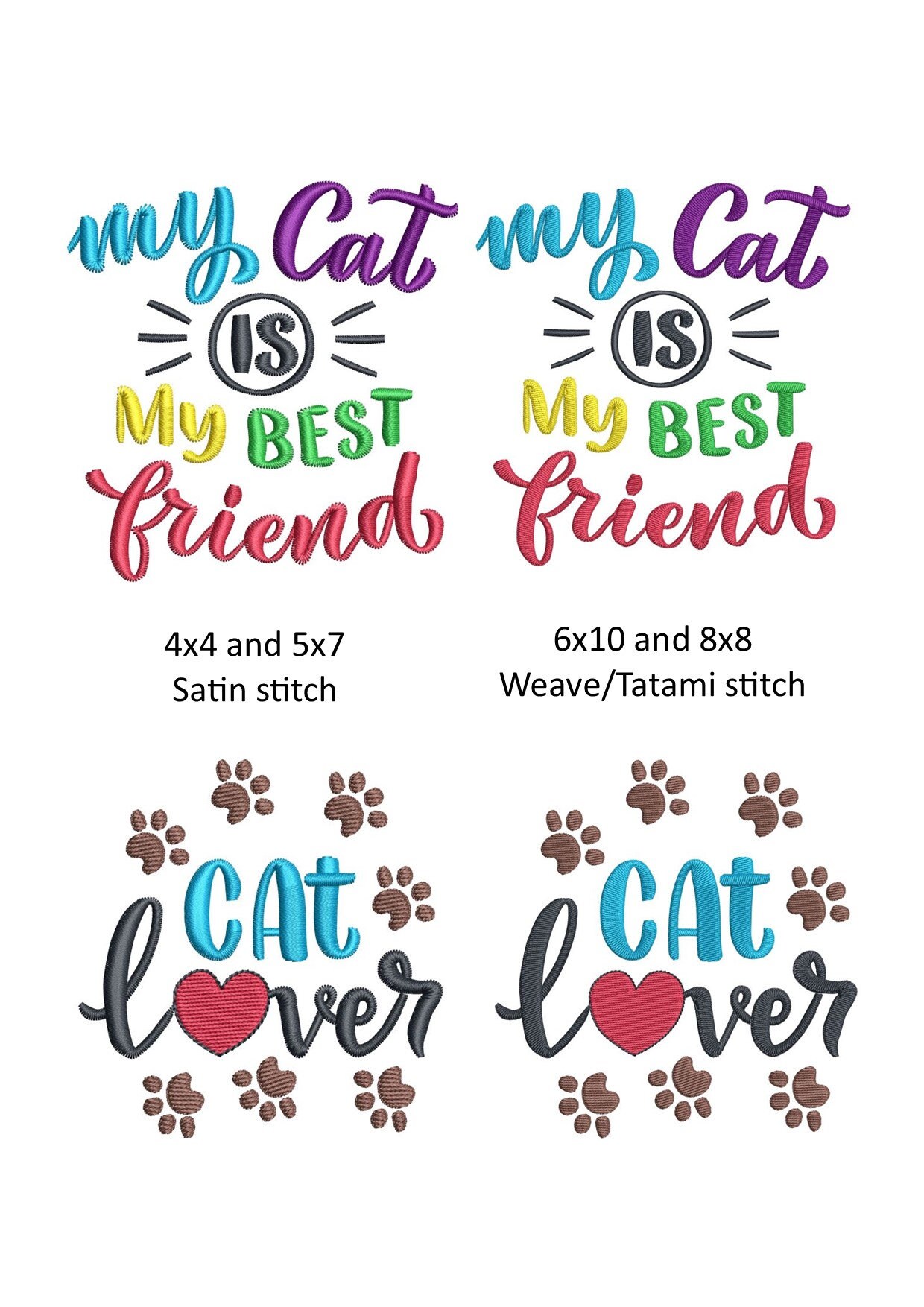 Cat Sayings Set of 10 Filled Stitch Machine Embroidery Designs - Etsy