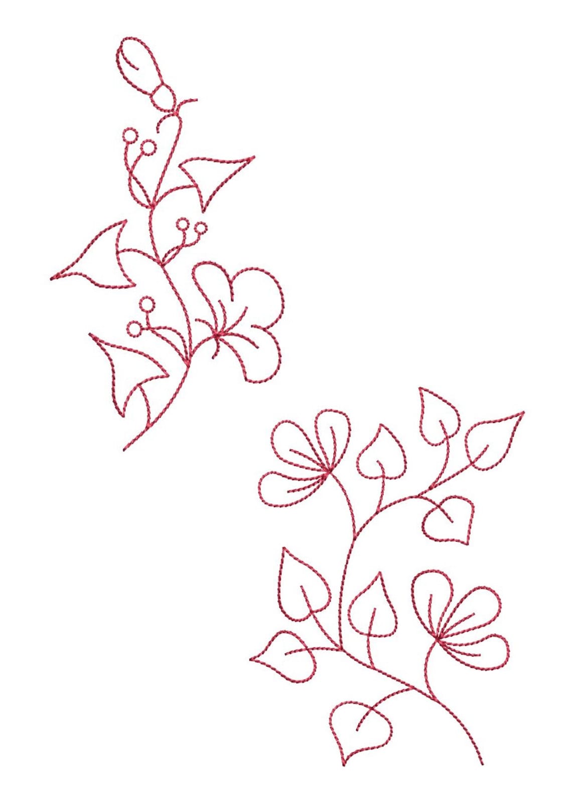Floral Redwork Set of 10 Machine Embroidery Designs/flowers - Etsy