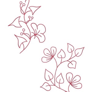 Floral Redwork Set of 10 Machine Embroidery Designs/flowers - Etsy