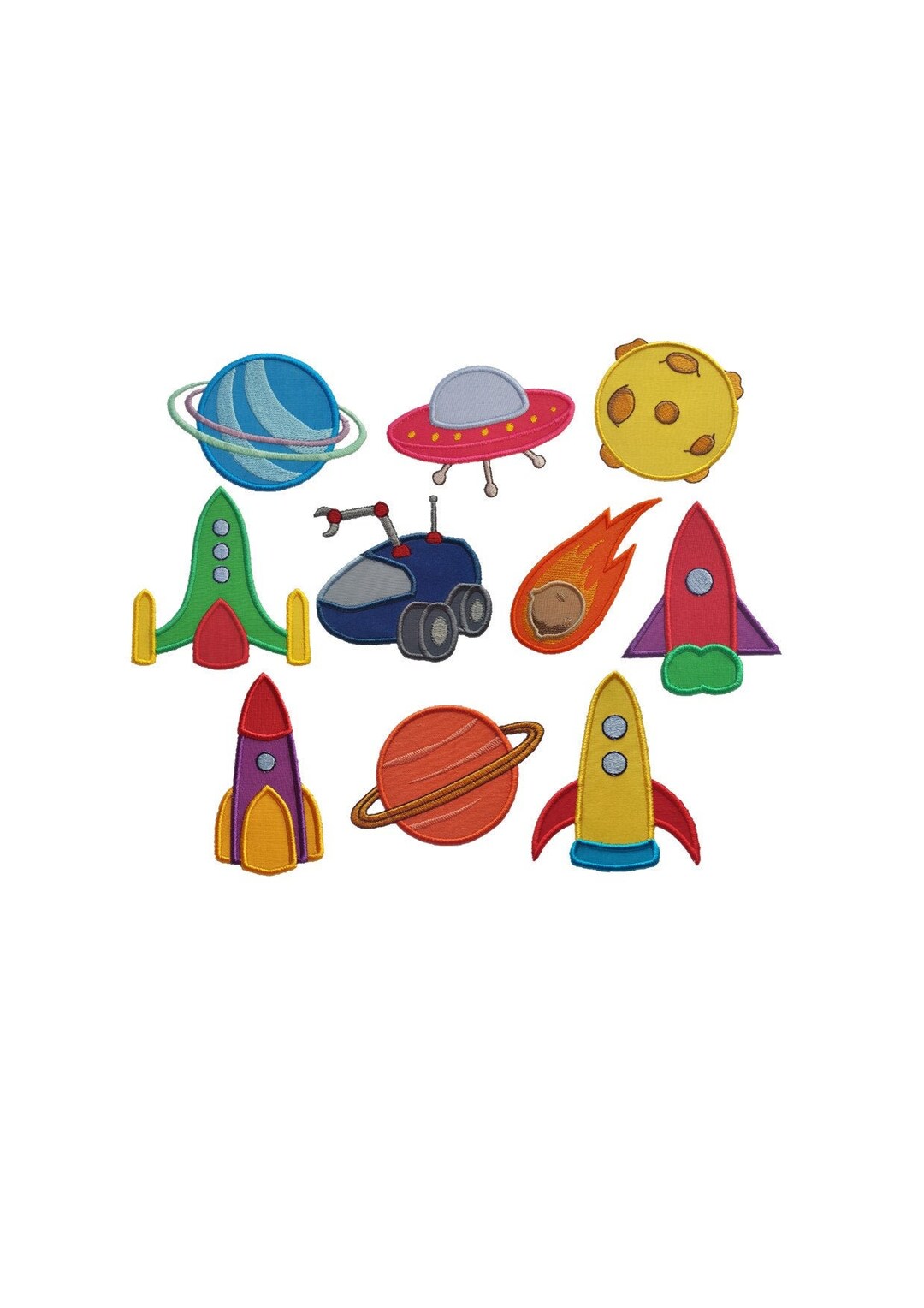 Outer Space Applique Set of 10 Machine Embroidery Designs - Etsy