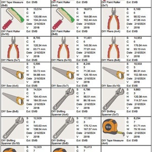 DIY Set of 10 Filled Stitch Machine Embroidery Designs/ Cute Handyman ...