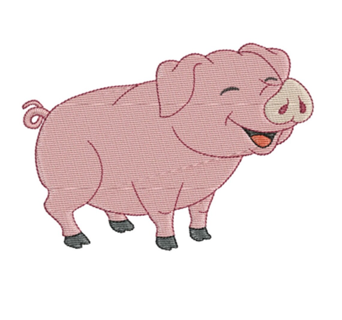 Farm Friends Pig Filled Stitch Machine Embroidery | Etsy