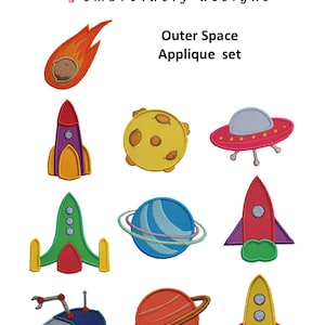 Outer Space Applique Set of 10 Machine Embroidery Designs/planets/space ...
