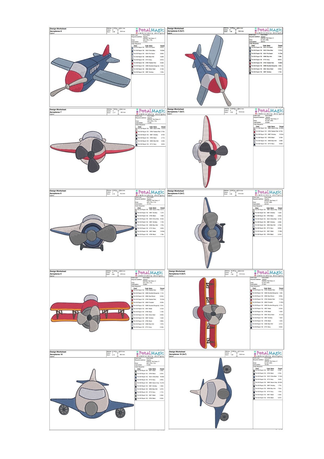 Aeroplanes Set of 10 Filled Stitch Machine Embroidery Designs/planes - Etsy