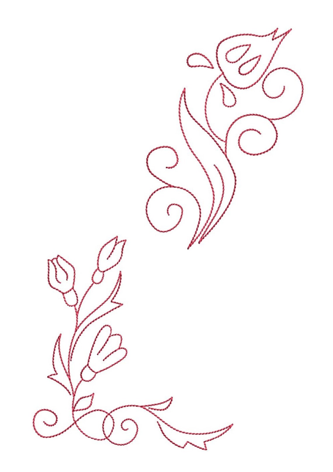 Floral Redwork Set of 10 Machine Embroidery Designs/flowers - Etsy