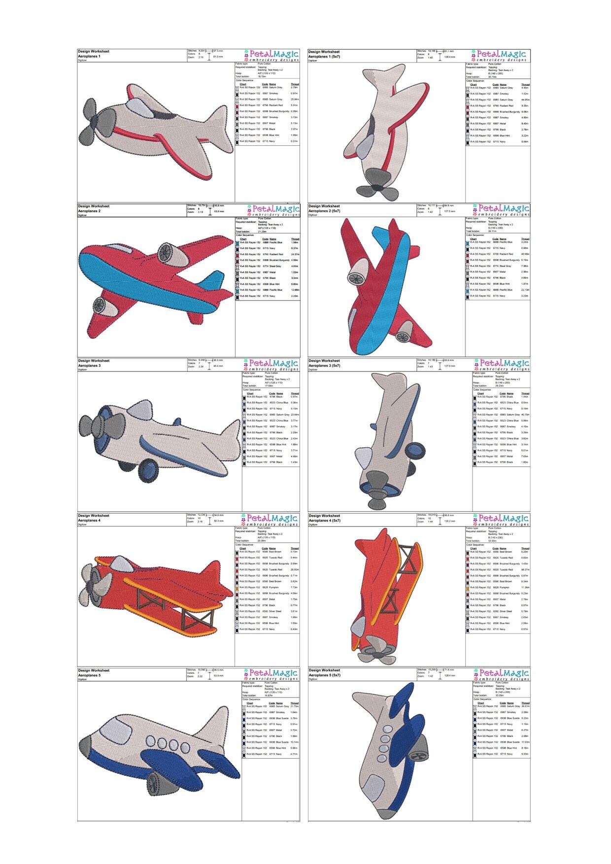 Aeroplanes Set of 10 Filled Stitch Machine Embroidery Designs/planes - Etsy