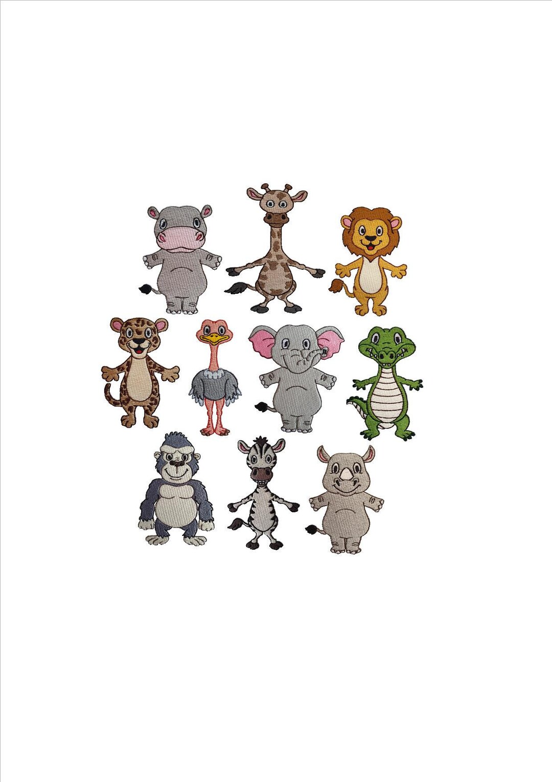 African Animals Filled Stitch Machine Embroidery Set of 10 Designs ...