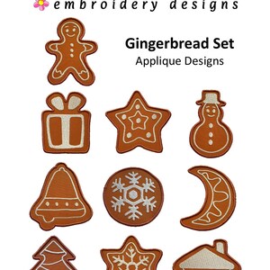 Gingerbread Set of 10 Applique Machine Embroidery Design/christmas ...