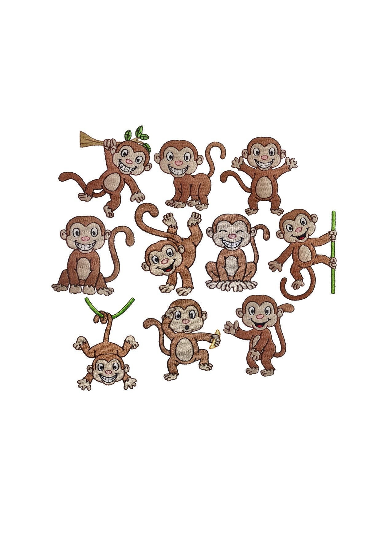 Cheeky Monkey Set of 10 Filled Stitch Machine Embroidery Designs - Etsy