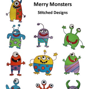 Merry Monsters Filled Stitch Machine Embroidery Set of 10 Designs/cute ...