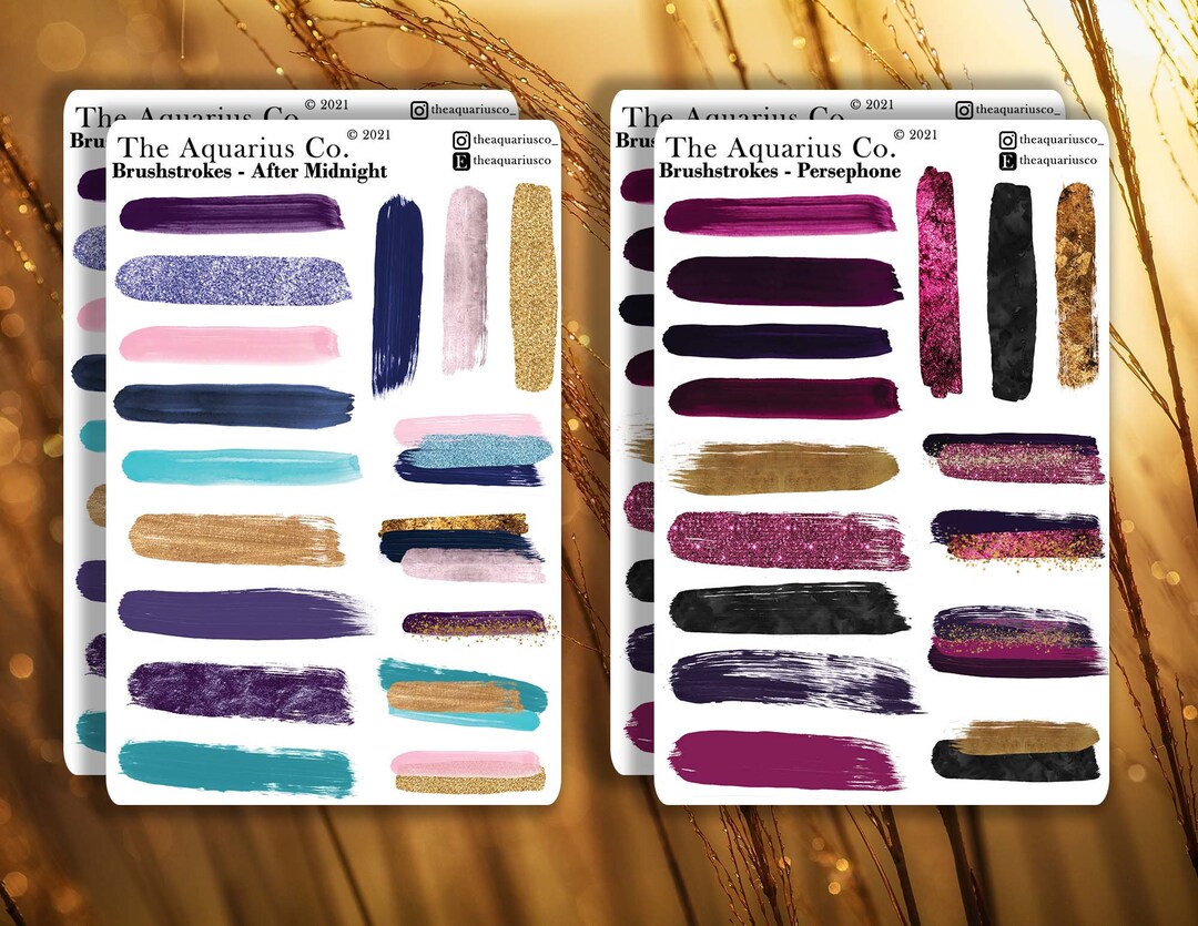 Gothic Midnight Glitter Brushstroke Stickers Pretty - Etsy