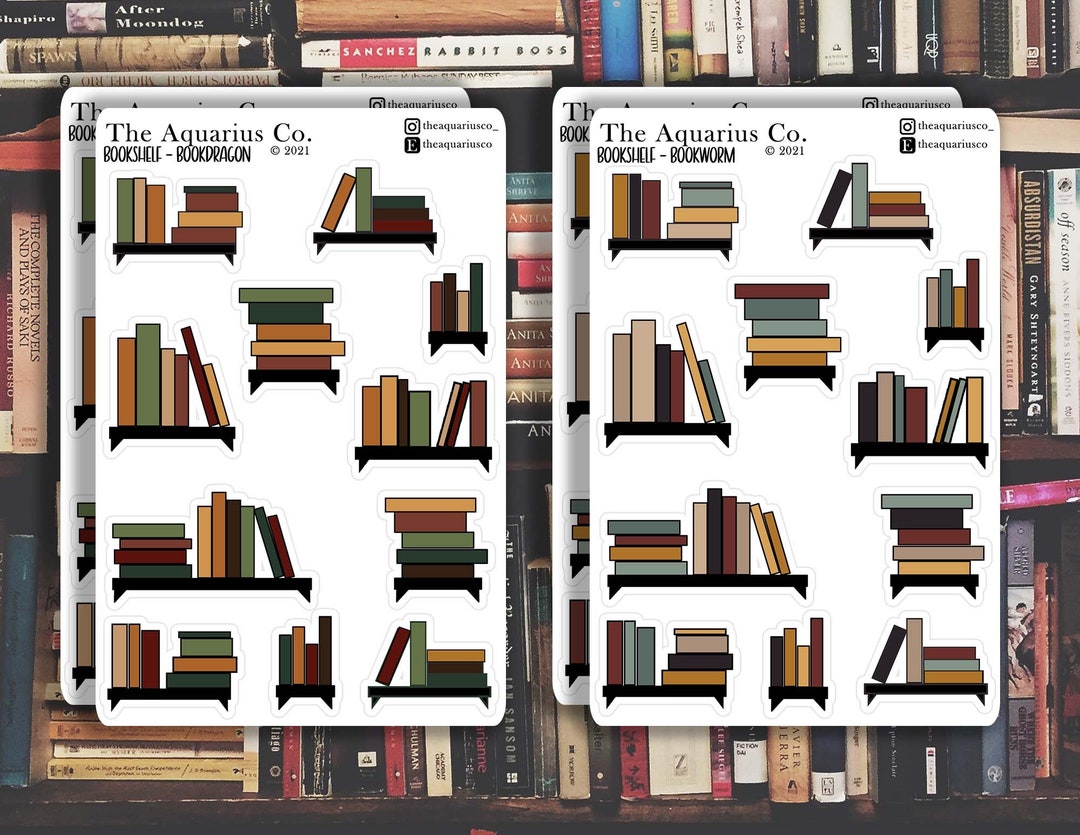 Bookshelf book tracker bullet journal stickers, bookish bibliophile ...