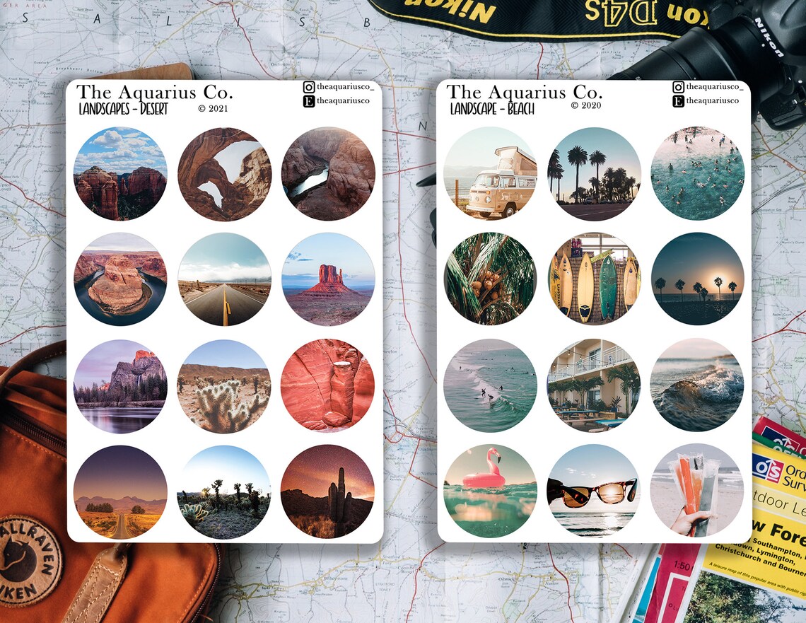 Landscape Bullet Journal Sticker Sheet, Scenery Travel Journal Stickers ...