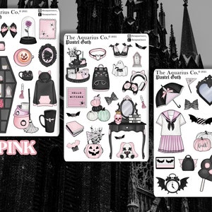 Pastel Goth Kawaii Sticker Set, Cute Witchy Bullet Journal Stickers ...