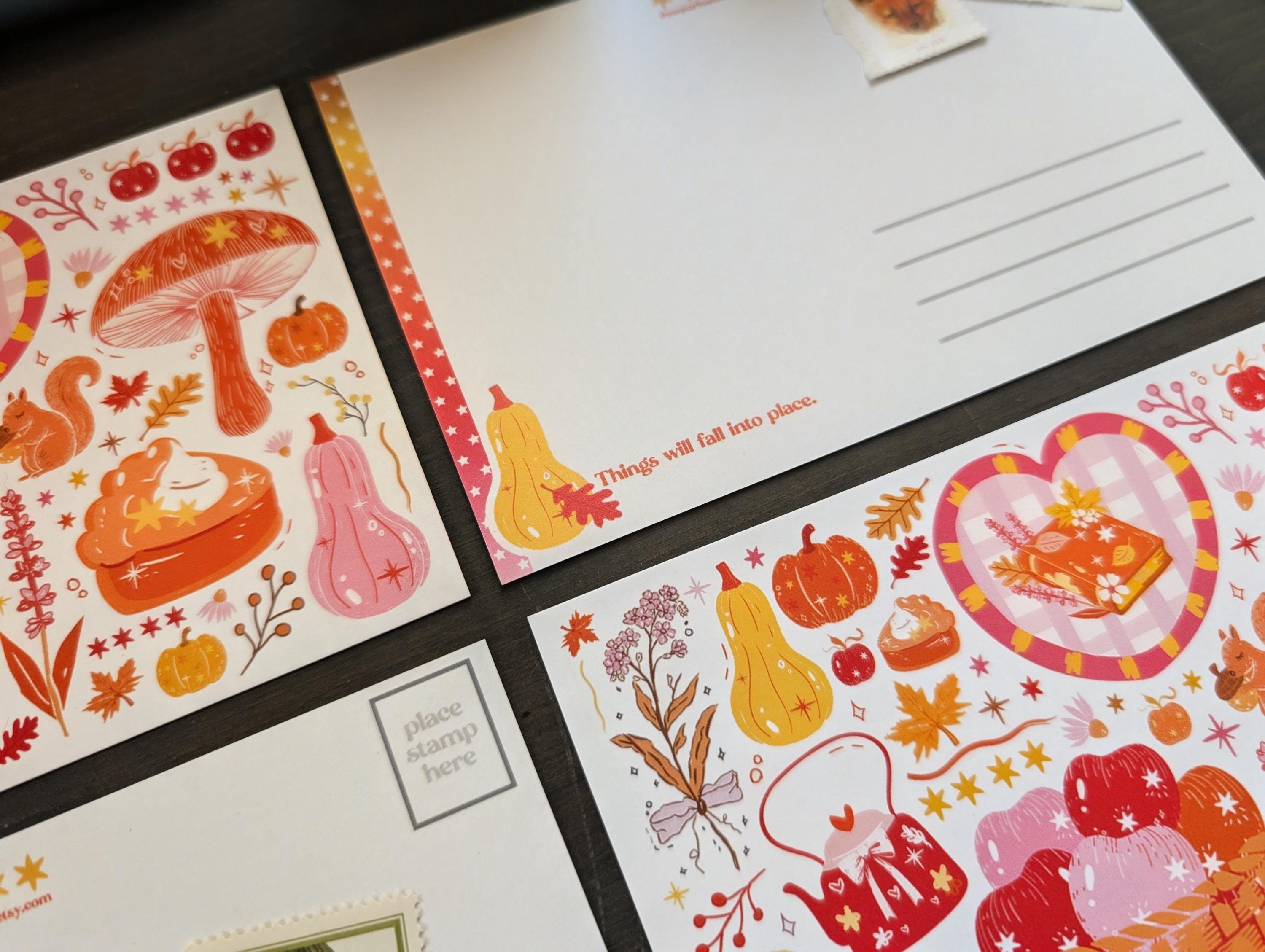 Illustrative Autumn Postcard: "things Fall Into Place", Seasonal ...