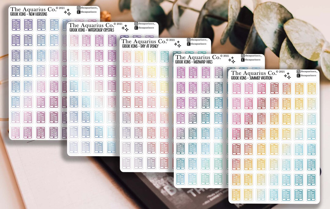 Ereader Book Log Bullet Journal Stickers, Colorful Fun Kindle Bookish ...