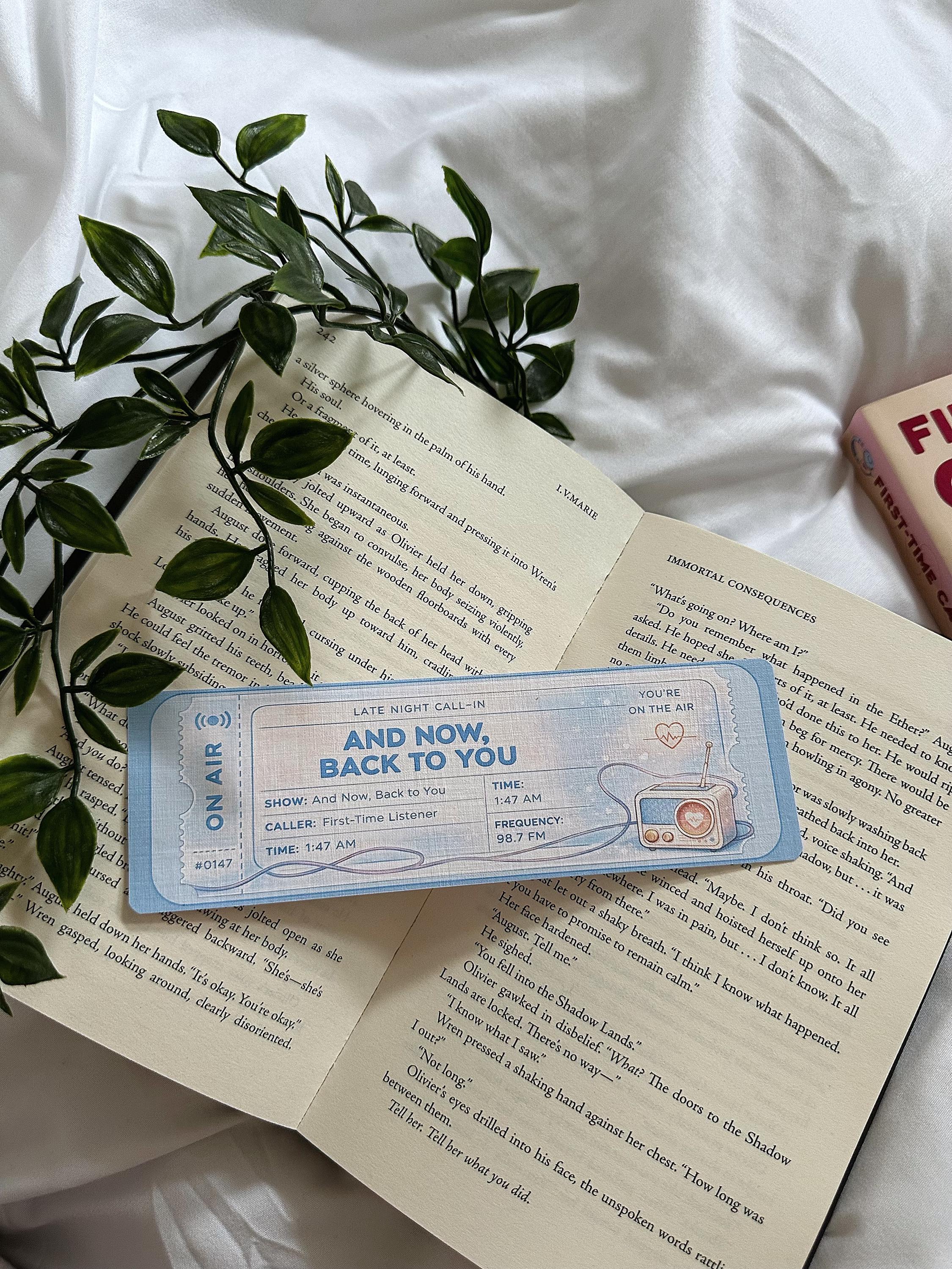 First-time Caller Inspired Bookmark | and Now, Back to You | Romance ...