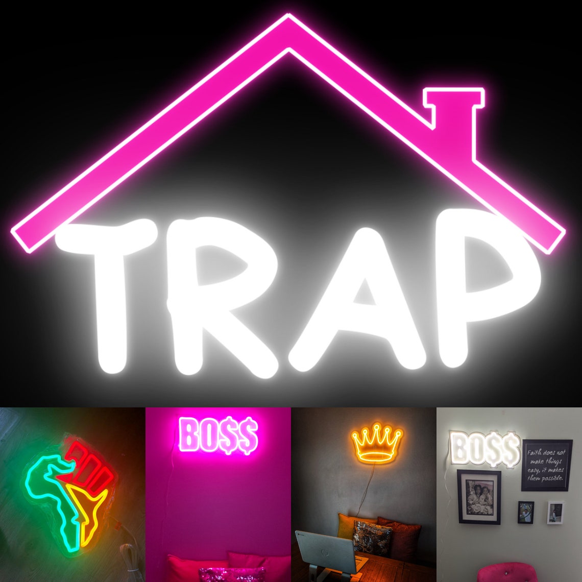 Trap House Rap Art Neon Sign Hip Hop Art Urban Art Black | Etsy UK