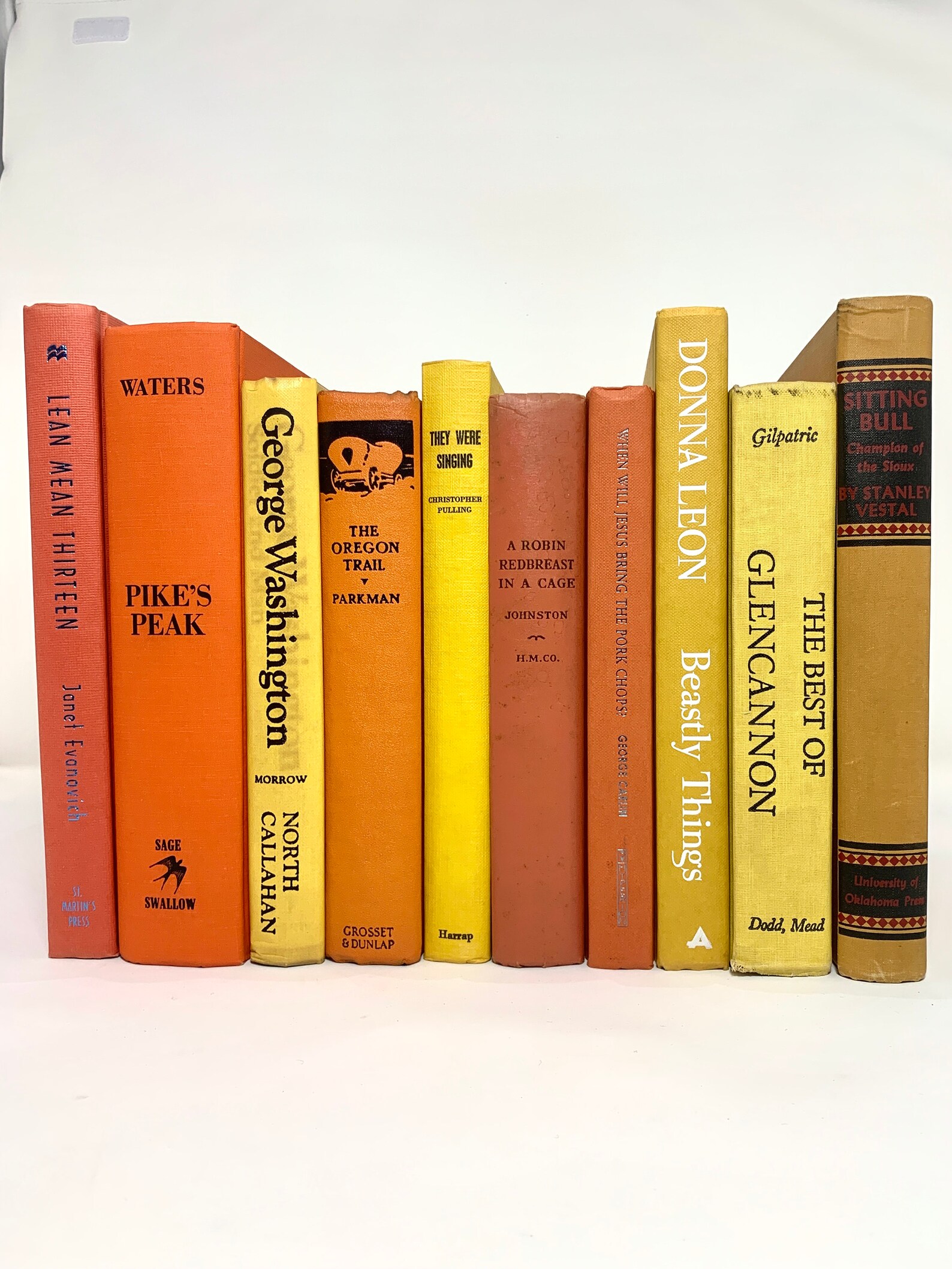Decorative Yellow and Orange Book Shelf Decor Bundle of Books Stack ...
