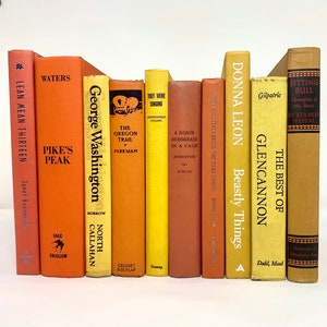 Decorative Yellow and Orange Book Shelf Decor Bundle of Books Stack ...