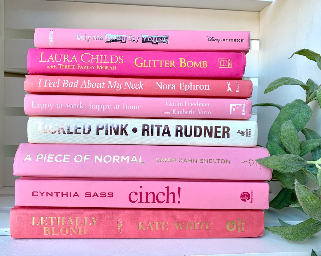 Pink Decorative Books, Shelf Decor Bundle of Pink, White, Hot Pink ...