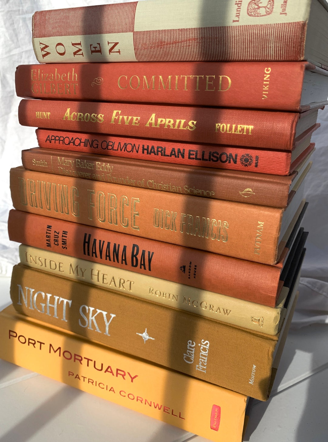 Decorative Yellow and Orange Book Shelf Decor Bundle of Books Stack ...
