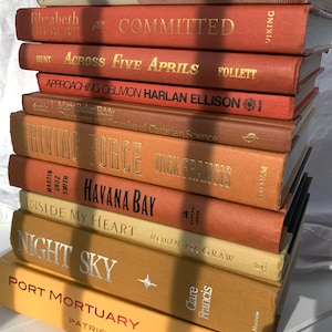 Decorative Yellow and Orange Book Shelf Decor Bundle of Books Stack ...