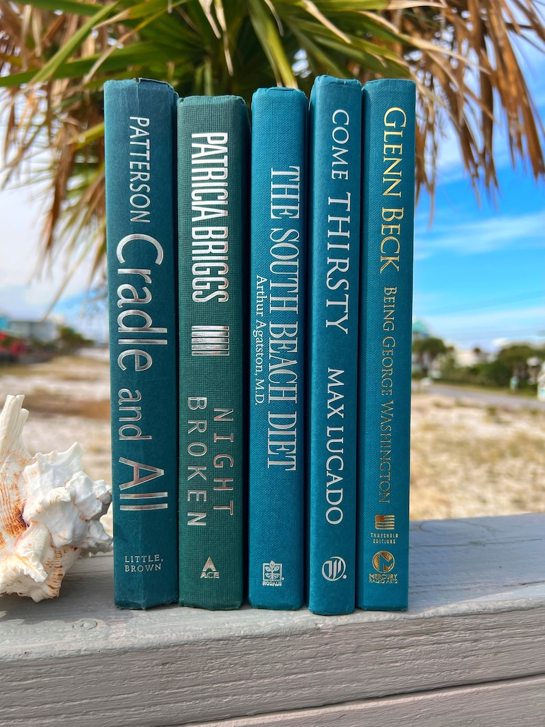 Decorative Real Hard Cover Books Teal Blue Seaglass Blue - Etsy