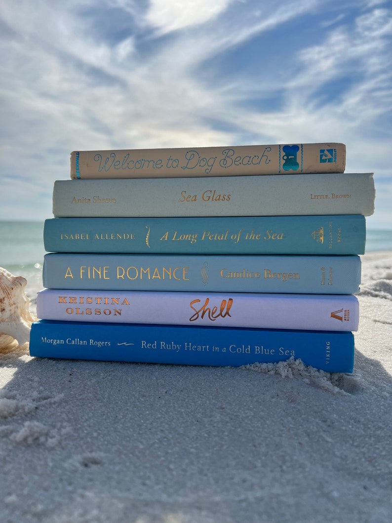 Decorative Book Bundle: Neutral Coastal Decor, Real Hardcover Books - Etsy