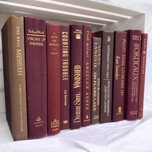 Decorative Red, Ruby, Maroon, Burgundy, Rust Brown Book Stack Shelf ...