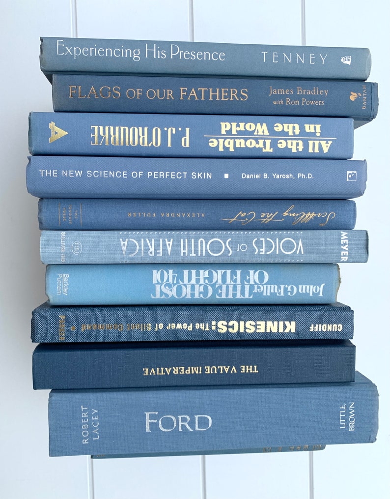 Blue Decorative Book Stack: Neutral Color Hardcover Books - Etsy