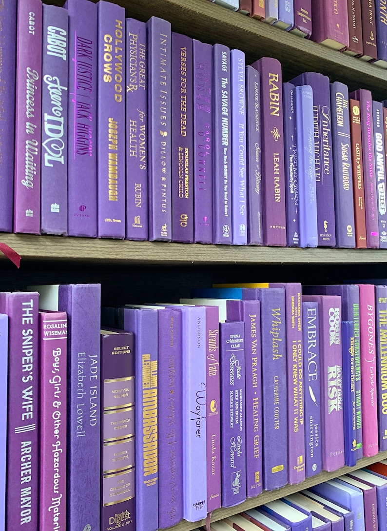 Purple Book Decor Set: Decorative Book Stack - Etsy