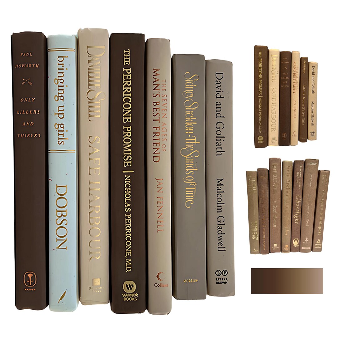 Neutral Decorative Books: Beige, Soft Brown & White Books With Gold ...
