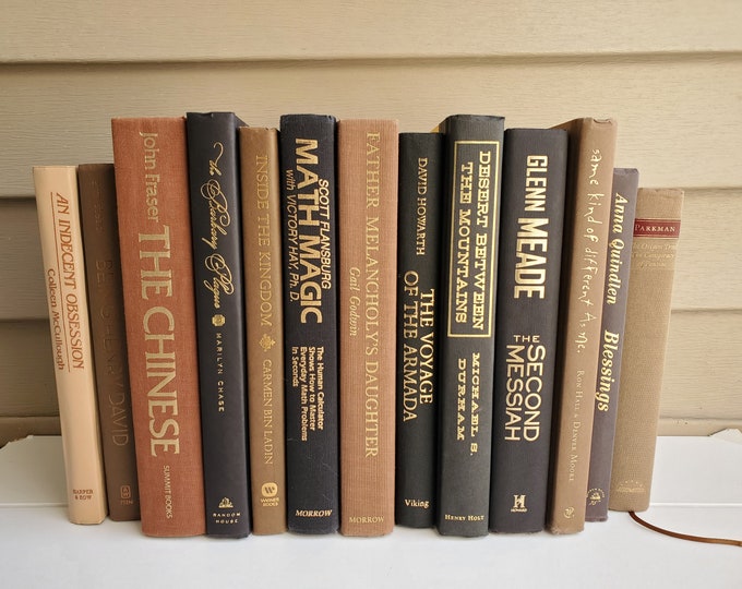 Lot Vintage Brown Tan Chocolate Hardcover Books. BOOK STACK Photo Prop ...