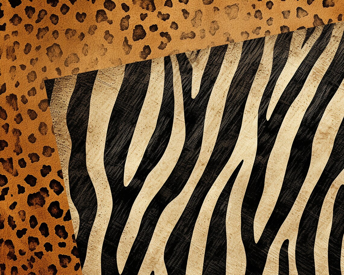 Vintage Animal Prints Digital Papers, Printable Scrapbook Paper ...