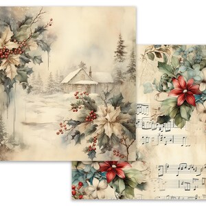 Christmas Plants Digital Papers, Printable Scrapbook Paper, Instant ...