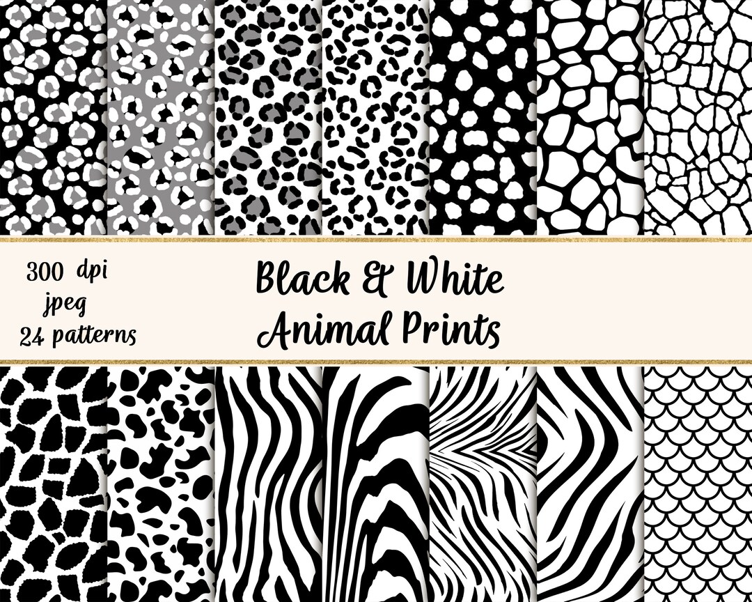 Black and White Animal Prints, Printable Seamless Patterns, Leopard ...