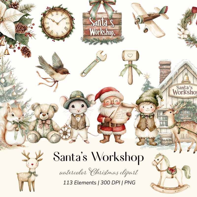 Santas Workshop Clipart - Etsy